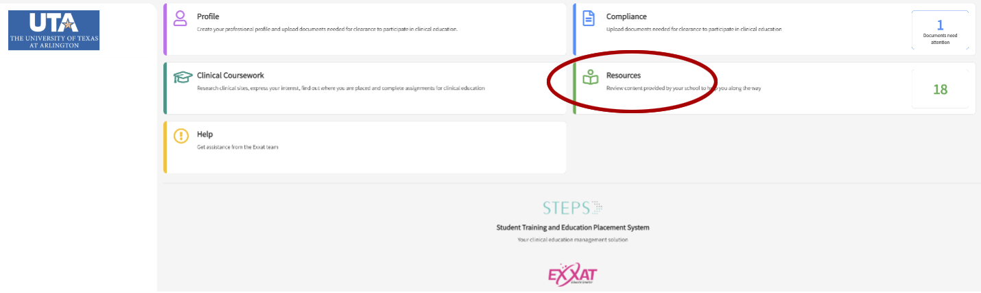 Exxat - College of Nursing and Health Innovation - The University of Texas at Arlington